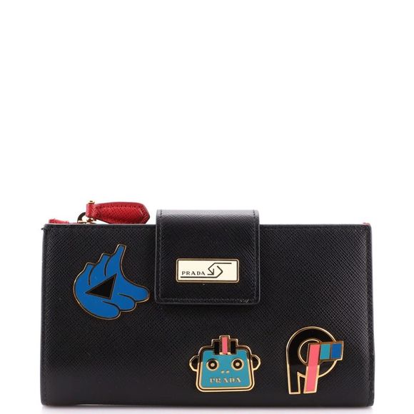 Prada | Bags | Prada Front Tab Organizer Wallet Saffiano Leather Small ...